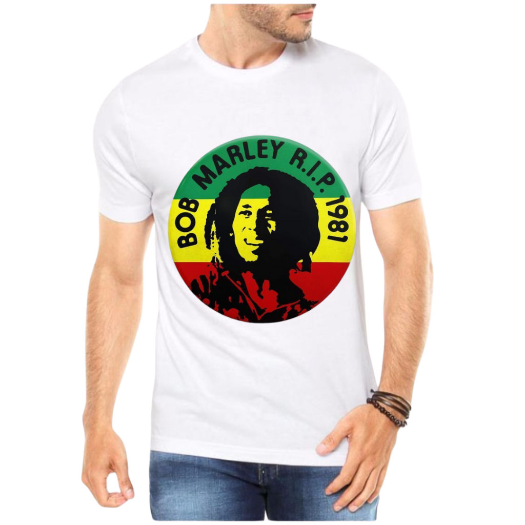 Camisa-camiseta T-shirt 100%polieste Bob Marley Blusa unissex Adulto e ...