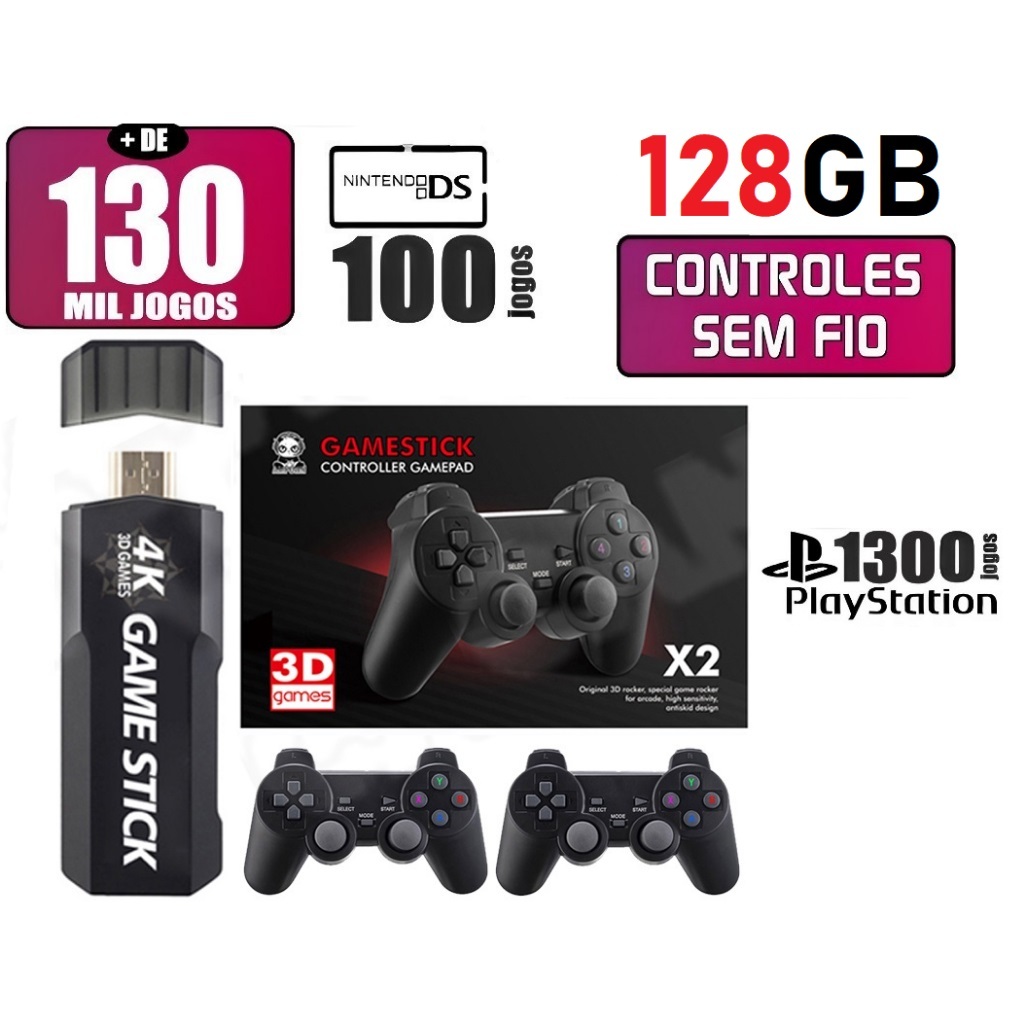 Game Stick 130 MIL jogos GD10 Amlogic Emuelec 2 controles sem fio ...