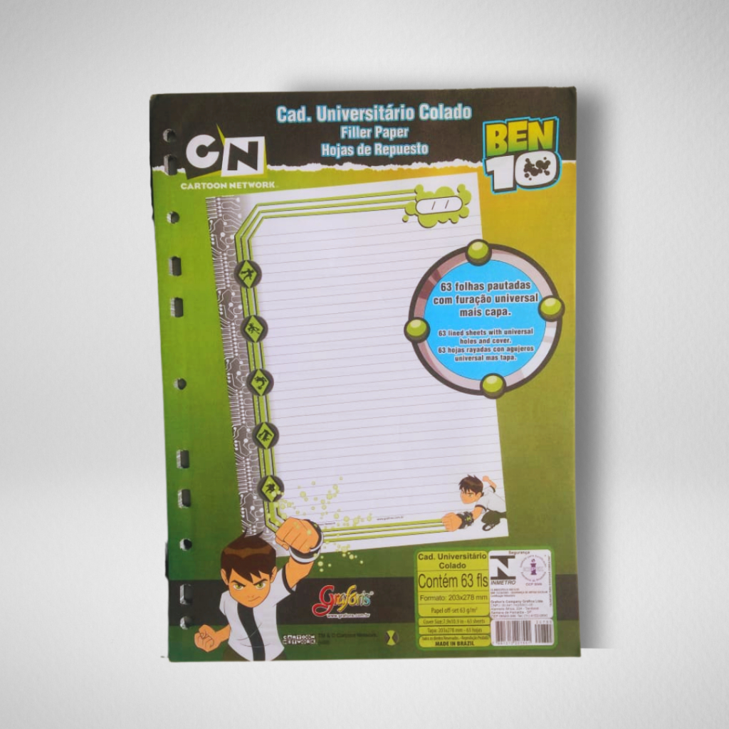 Bloco para Fichário Ben 10 - Grafons - 63 folhas - Papelaria Anos 2000 ...