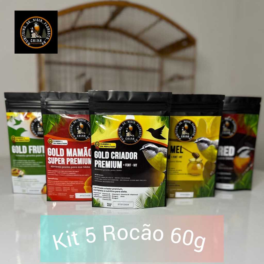 Kit Completo Ração 5 UNI Com 60G GOLD CRIADOR PREMIUM, GOLD MAMAO ,GOLD ...