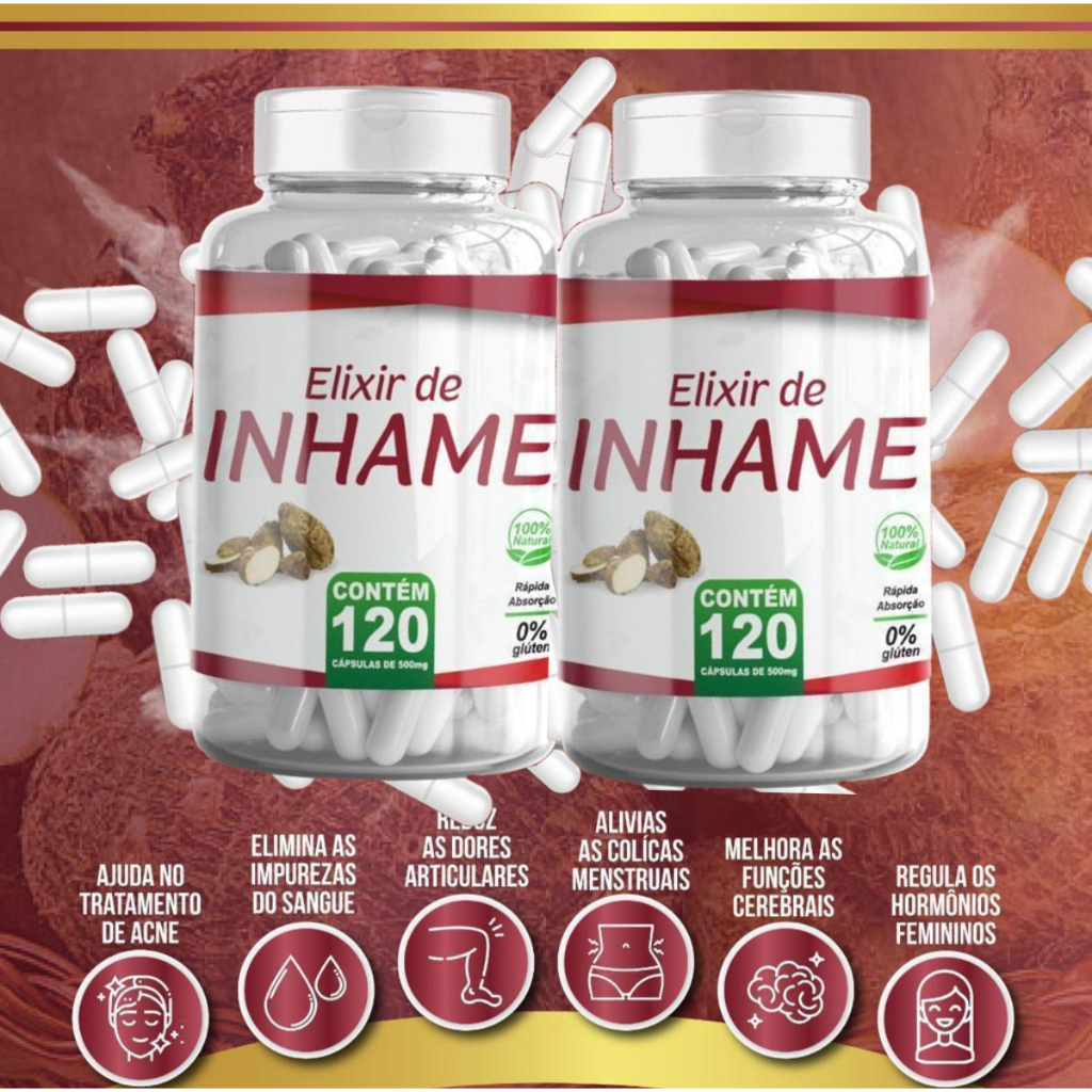 2 UN Elixir de Inhame 120 cápsulas 500mg | Shopee Brasil