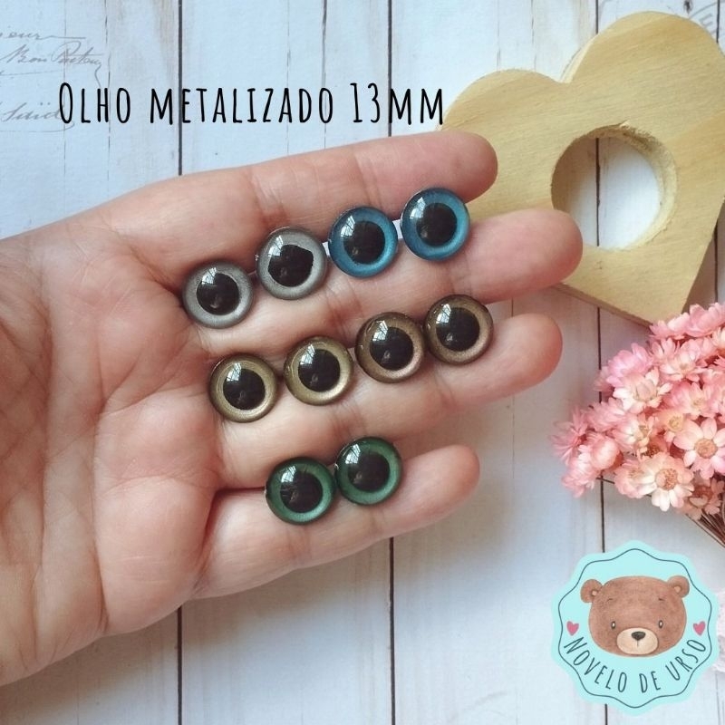 Olho Metalizado 13mm (5 pares) para Amigurumi/Crochê | Shopee Brasil