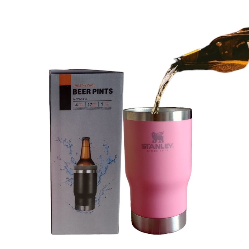 1 Copo Térmico Stanley Rosa 420ml Aço Inox Cooler Térmico Porta Cerveja ...