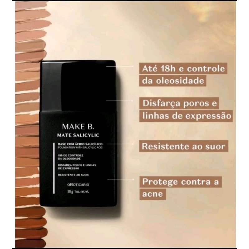 Base Líquida Make B. Mate Salicylic Cor 280 de 30g | Shopee Brasil