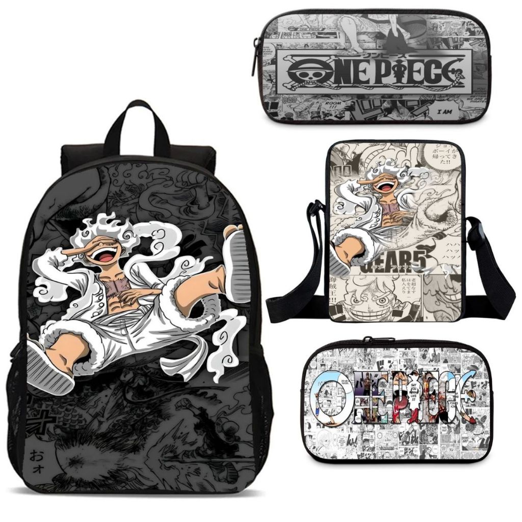 Kit Escolar Mochila Luffy Gear Five Infantil Com Lancheira E 2 Estojos ...