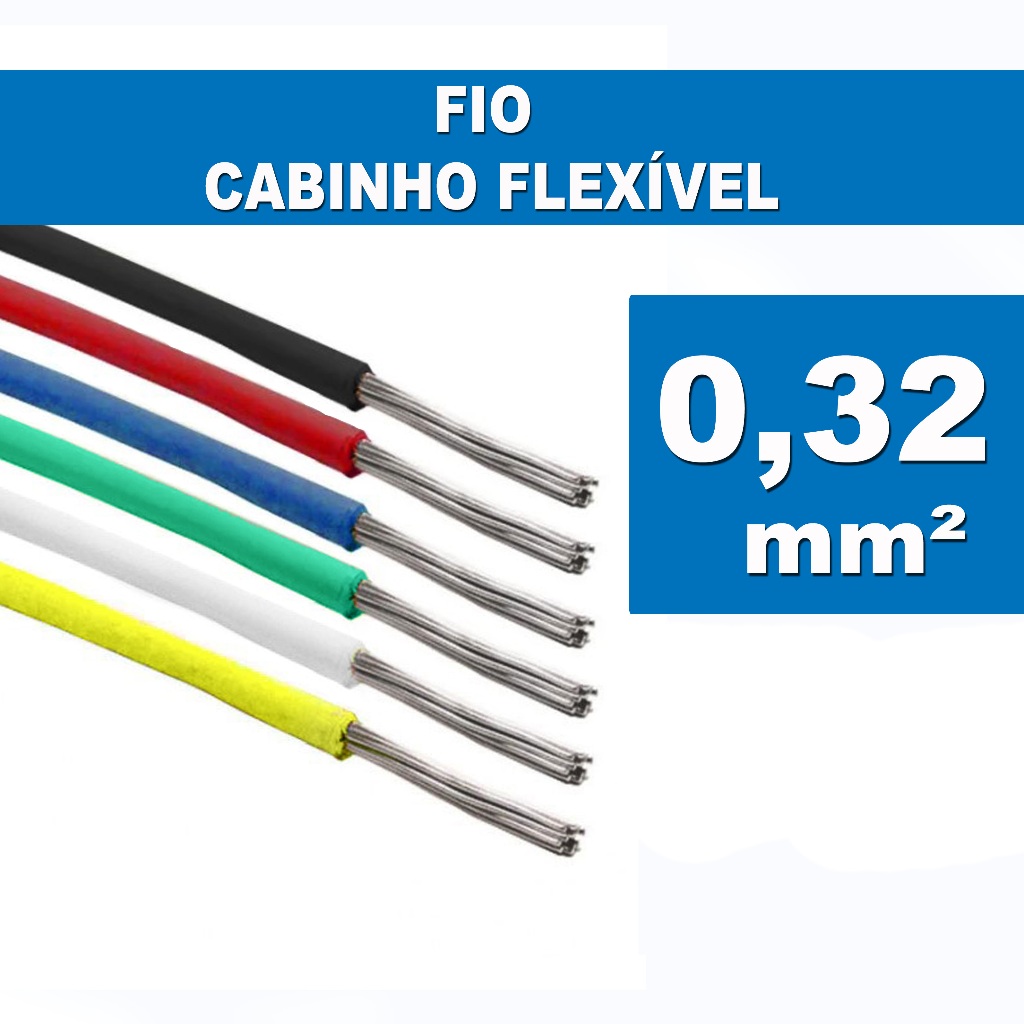 Fio Cabinho 0,32mm - Cabo flexível para eletrônica AWG22 | Shopee Brasil