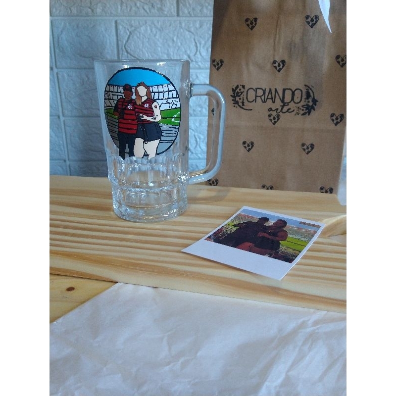Caneca de chopp vidro personalizada transparente com contorno de foto de foto | Shopee Brasil