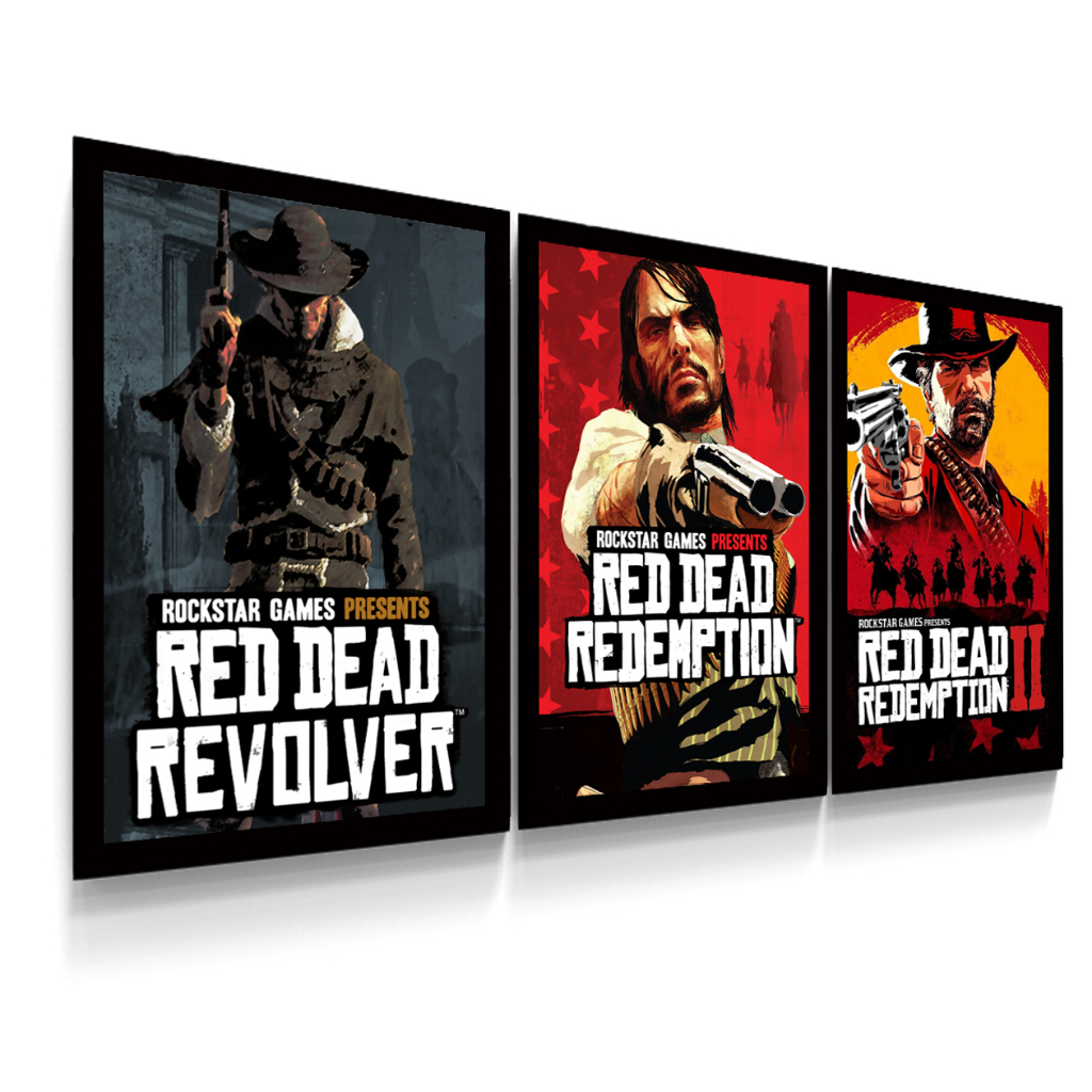 Kit 3 Quadros Decorativos Trilogia Red Dead Redemption Rockstar 20x30cm ...