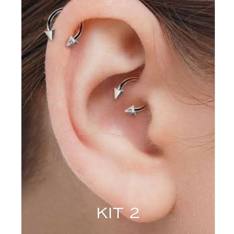 Kit 2 Piercing Ferradura Spike Aço Inox | Shopee Brasil