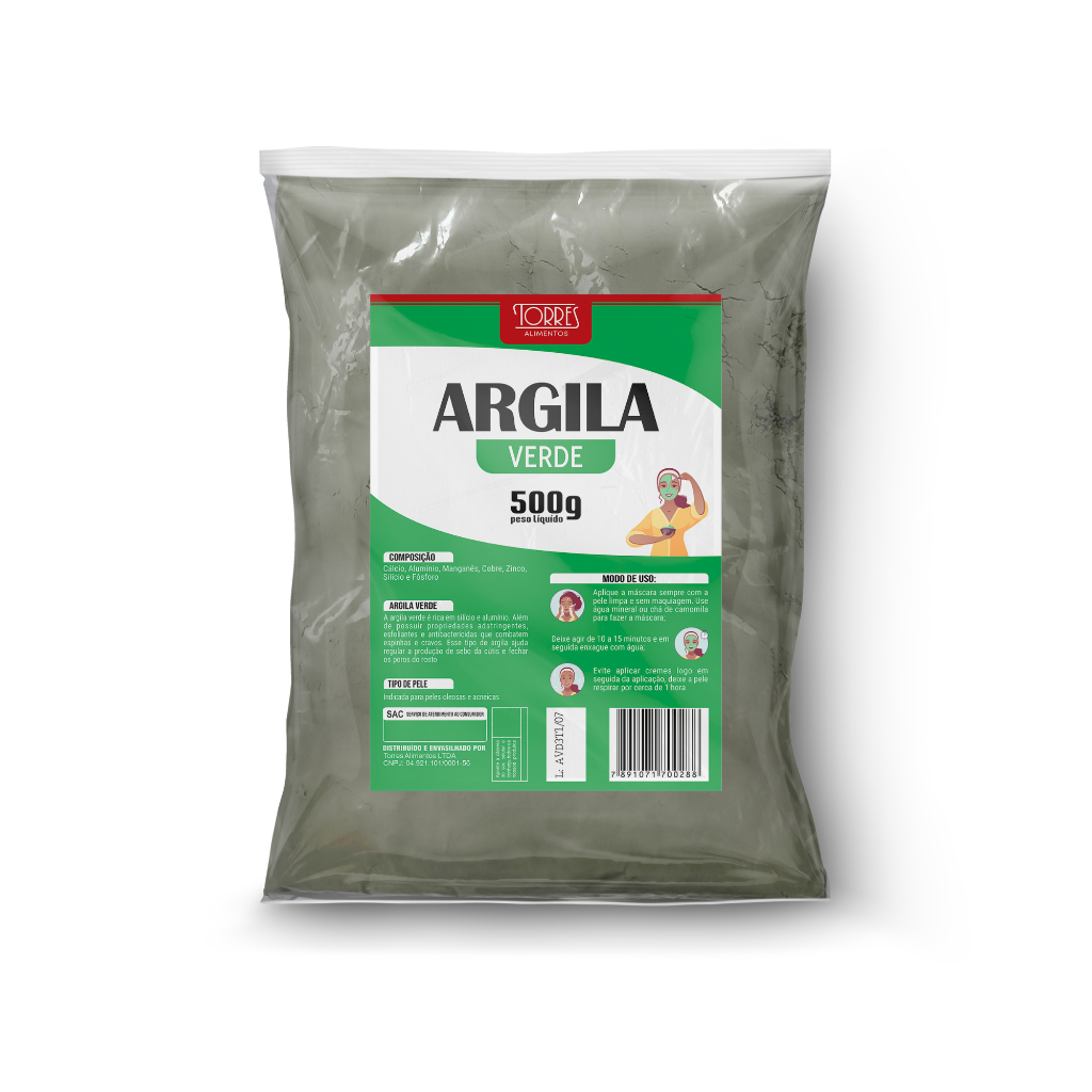 Argila verde reduz oleosidade (skincare) Torres 500g Máscara Para O ...