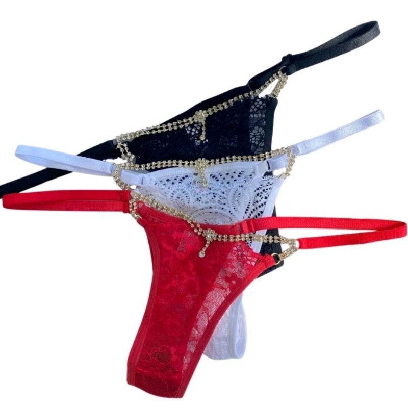 Calcinha Glamour Fio Dental Sexy Luxo Biju Pronta Entrega Shopee Brasil