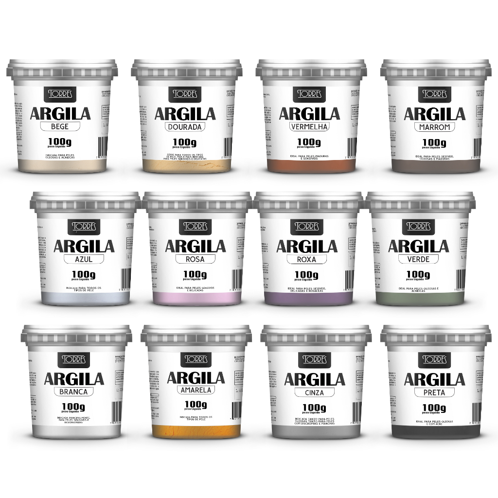 Argila no pote 100g varias cores para todos os tipos de pele skincare ...