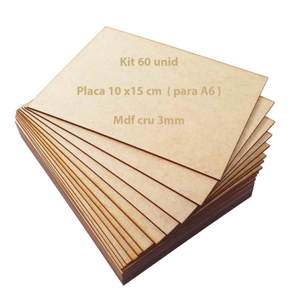 Kit 60 placa chapa mdf plaquinha 10x15 base quadrinho A6 mini quadro ...