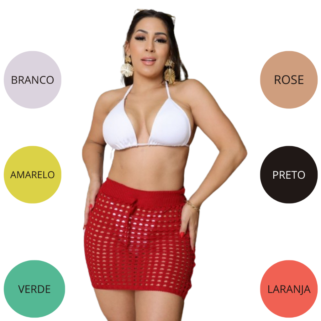 Saída de Praia Saia Curta Tricô Saia furo Renda Saída Piscina Saía tendências Verão | Shopee Brasil