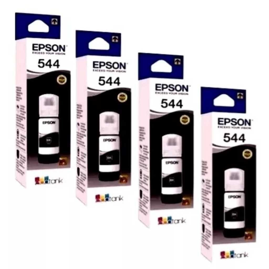 Kit 4 Refil Tinta Epson T544 L3210 L3110 L3150 L3250 Preto | Shopee Brasil