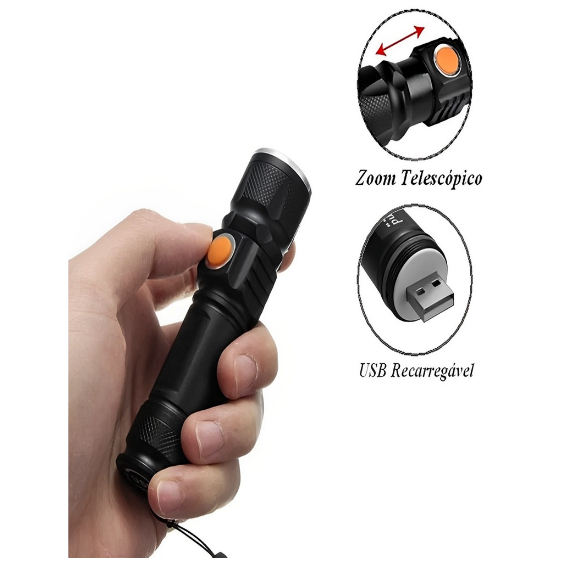 Lanterna Profissional Tatica Led T6 980000w Recarregavel Usb | Shopee Brasil