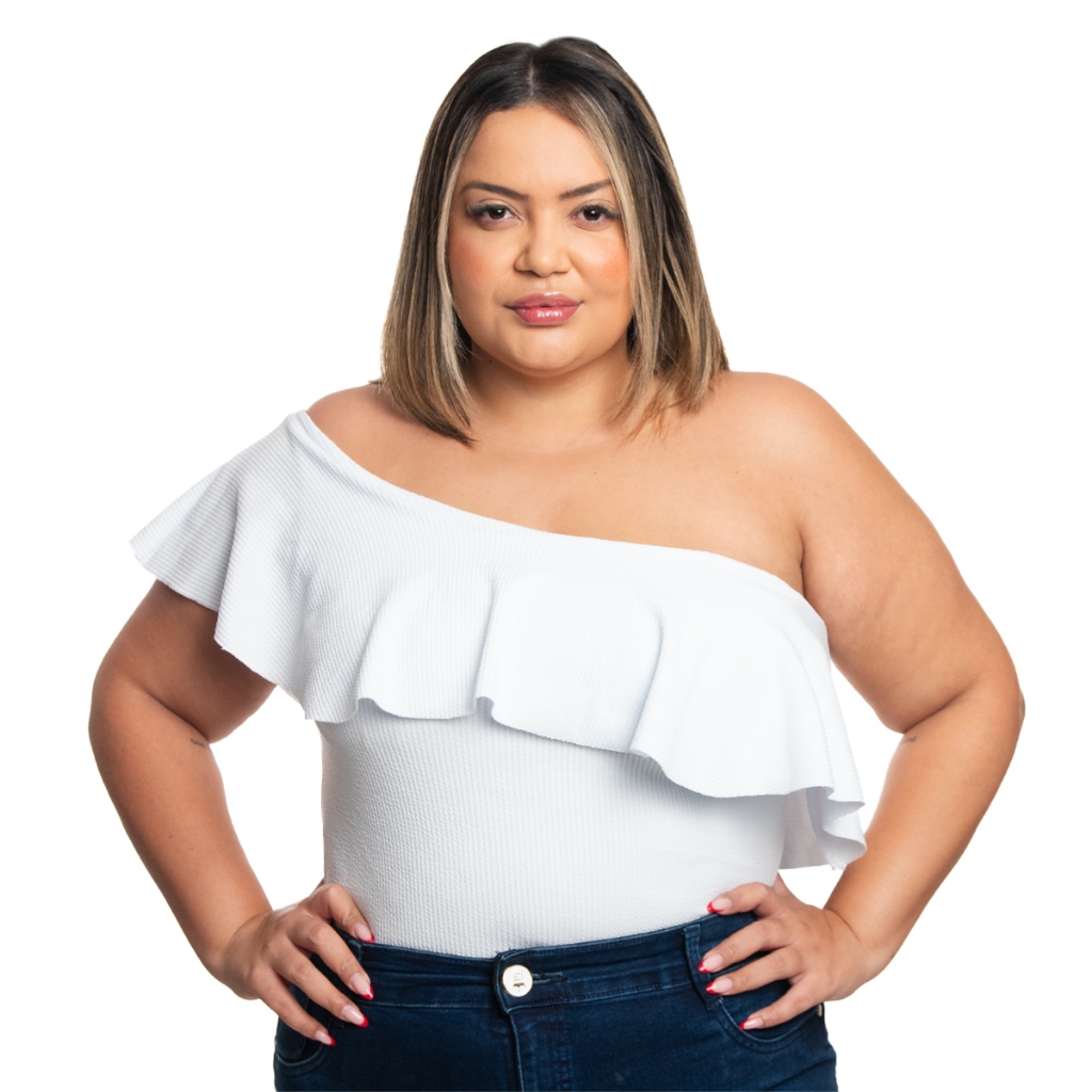 Blusa Body Ciganinha Plus Size Babado Bore Com Fecho Feminino Tecido ...
