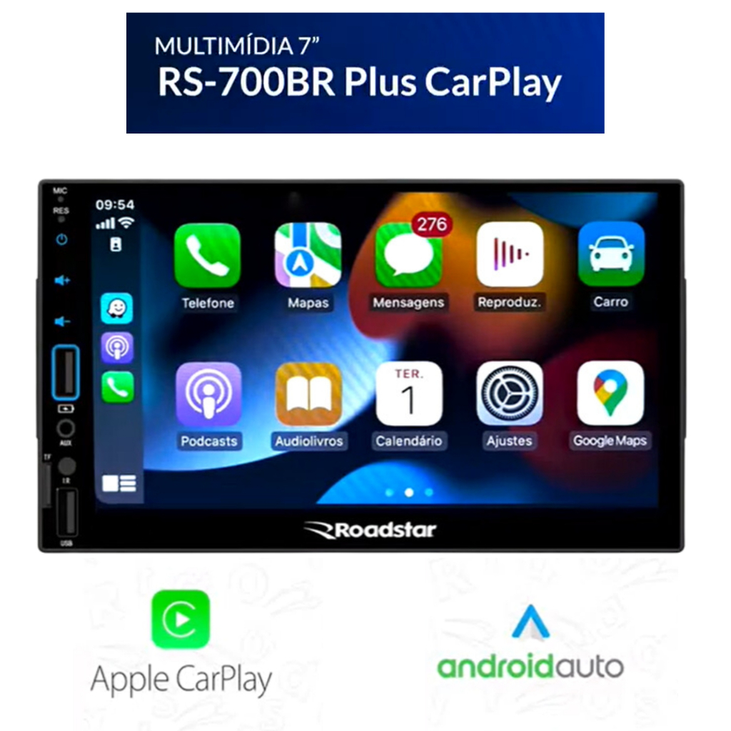 Central Multimidia Roadstar Carplay Android Auto Bluetooth RS-700BR | Shopee Brasil