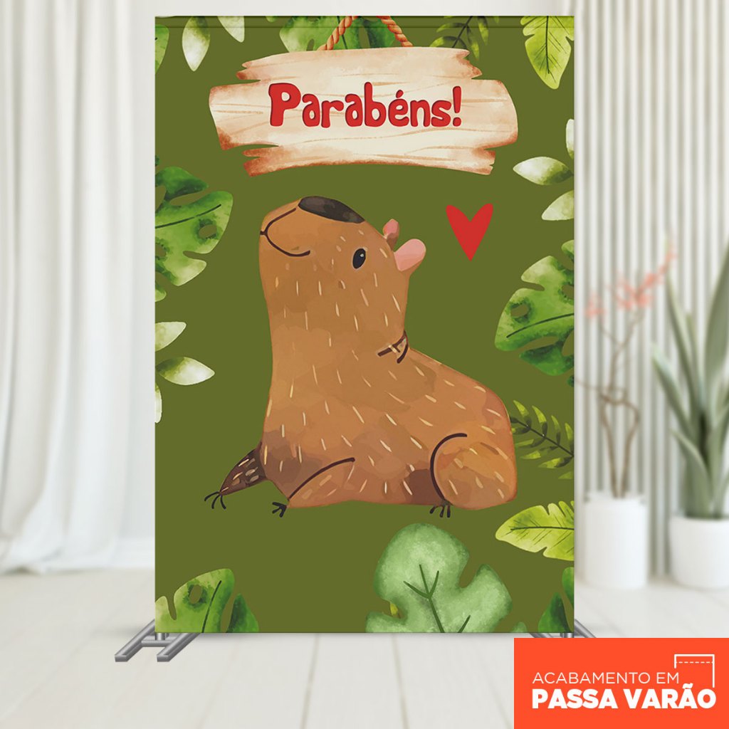Painel Festa Retangular Capivara Vertical Sublimado Tecido 1,50x2,20 ...
