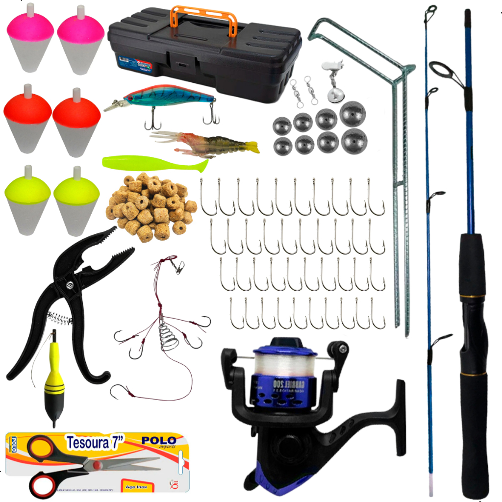 Kit Pesca Completo Vara 1,20m Molinete Maleta Pronto Para Usar | Shopee Brasil
