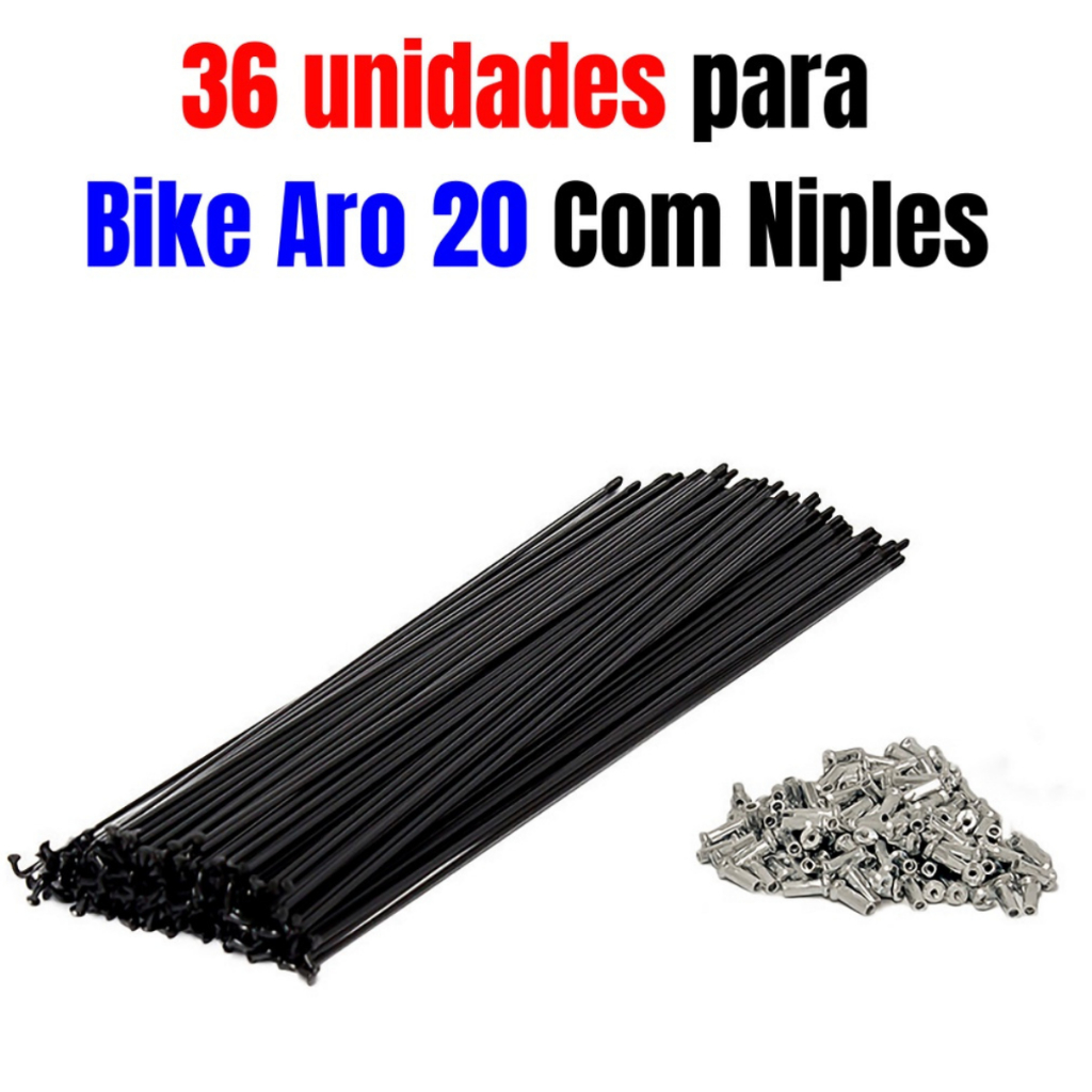Raios de Bicicleta Bike Aro 20, 24, 26, 29, 700 (PRETO) com Niples Cromado | Shopee Brasil