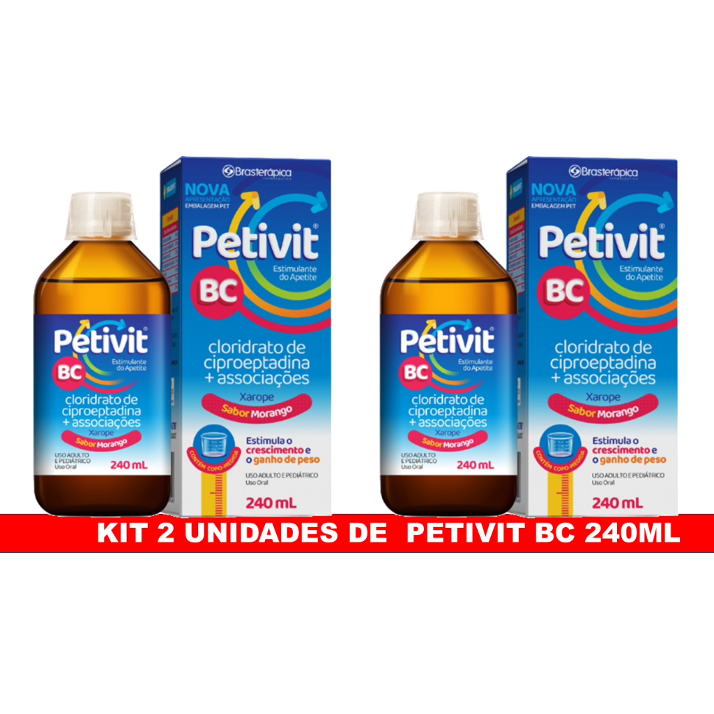 Kit 2 unidades de Petivit BC Estimulante do Apetite Xarope 240ML ...