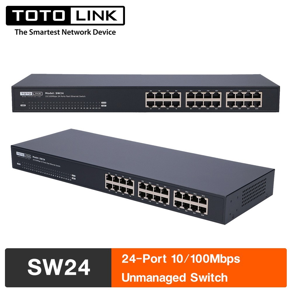 Switch Hub Mesa 24 Portas 10/100mbps Rj45 - TotoLink SW24 - Escorrega o ...