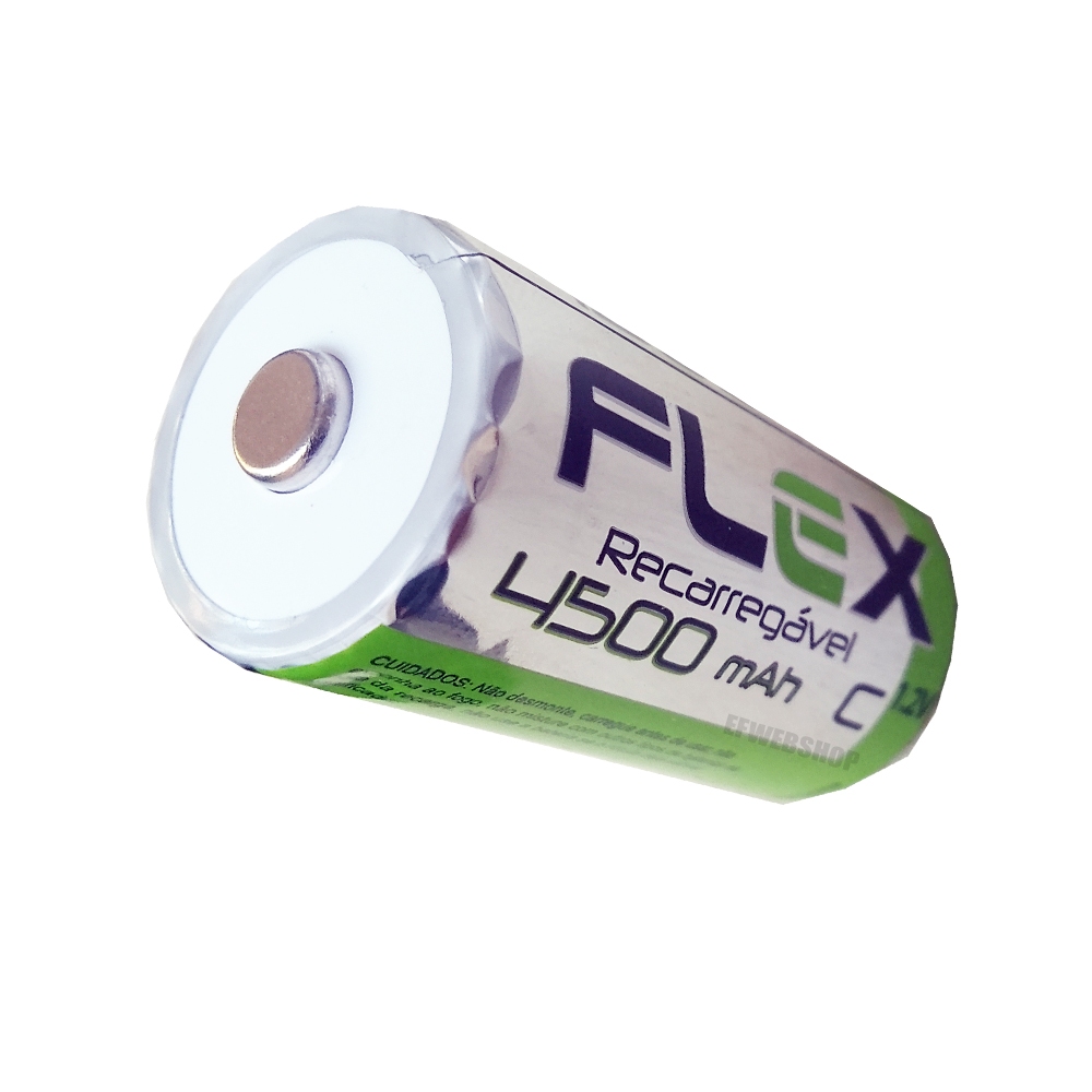 Pilhas Recarregáveis Flex Tipo C Media 4500mAh NFe Lr14 Original FX ...