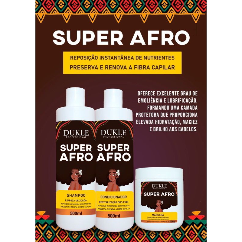 Kit de Hidratação Capilar Super Afro Dukle Profissional 3x500g | Shopee ...