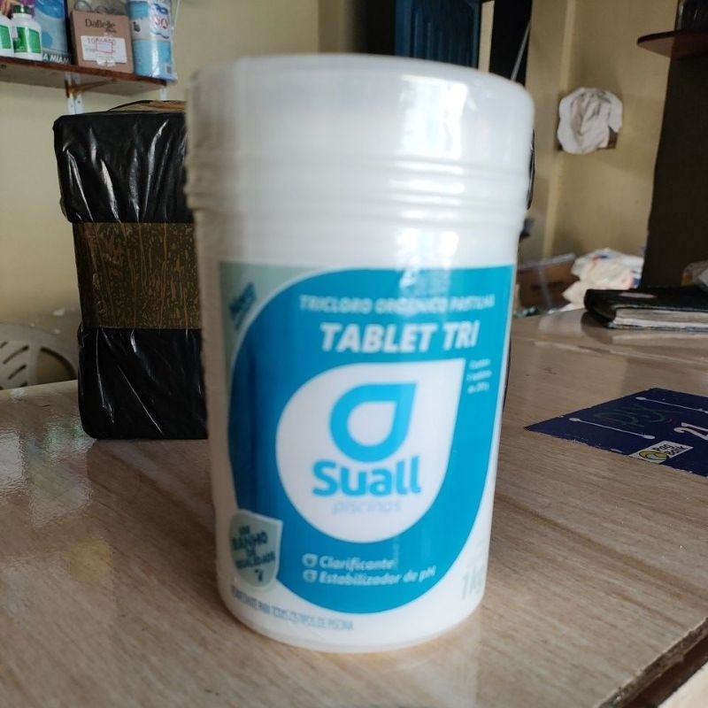 pastilhas Suall, pote com 5 pastilhas Multiação com cloro, clarificante ...