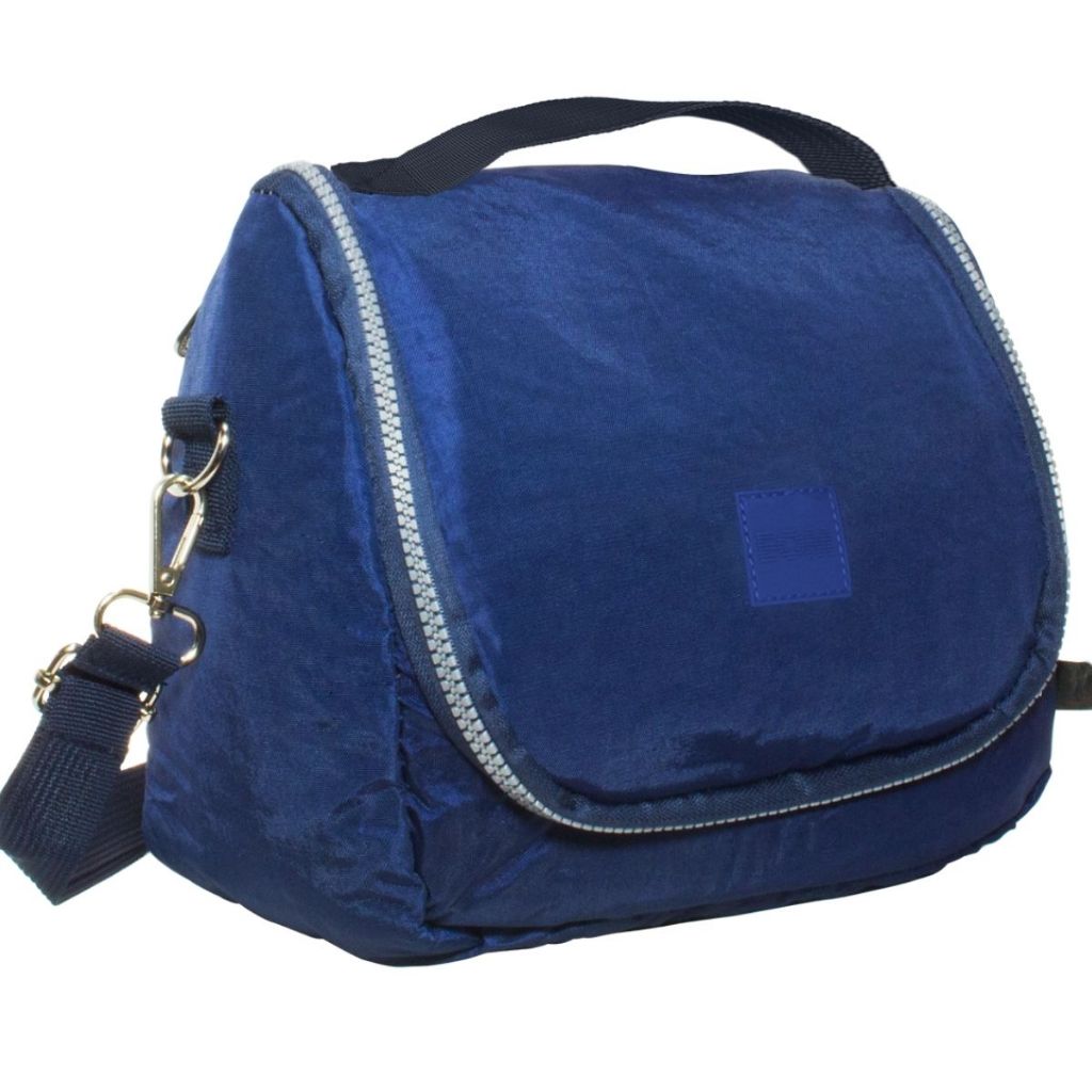 Lancheira Térmica Azul Marinho Juvenil Nylon Lisa Com Alça Transversal ...