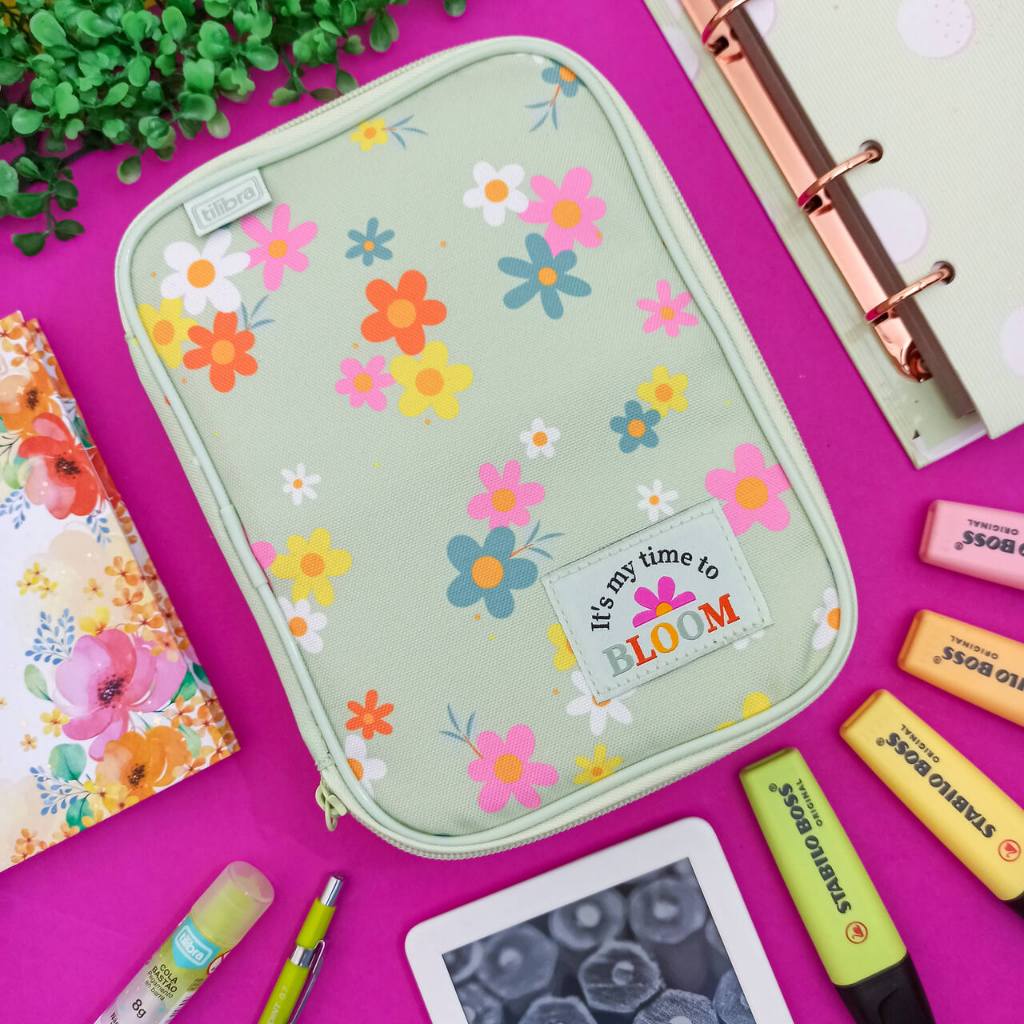 Estojo Box Académie Verde Floral Tom Pastel - Tilibra | 100 Pens Jumbo ...