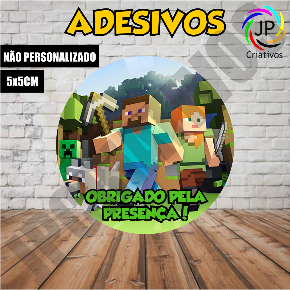 ADESIVOS REDONDOS MINECRAFT 5X5CM | Shopee Brasil
