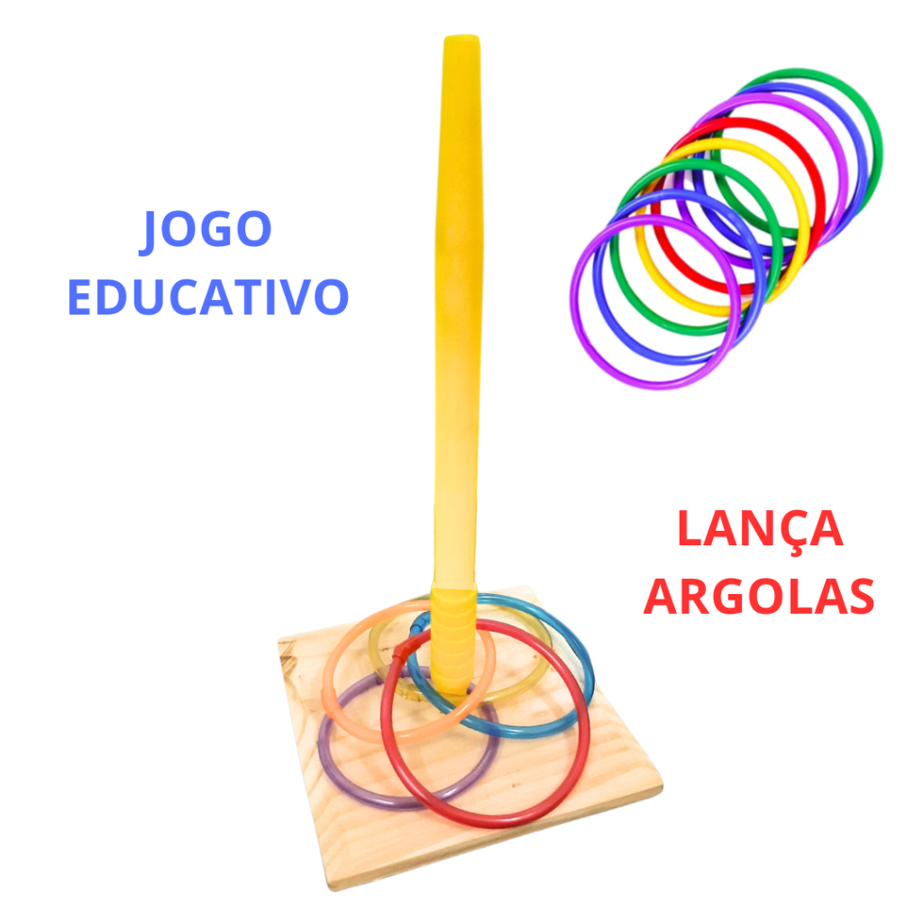 Jogo Lança Argolas Brinquedo Educativo Arremesso Coordenação Motora ...