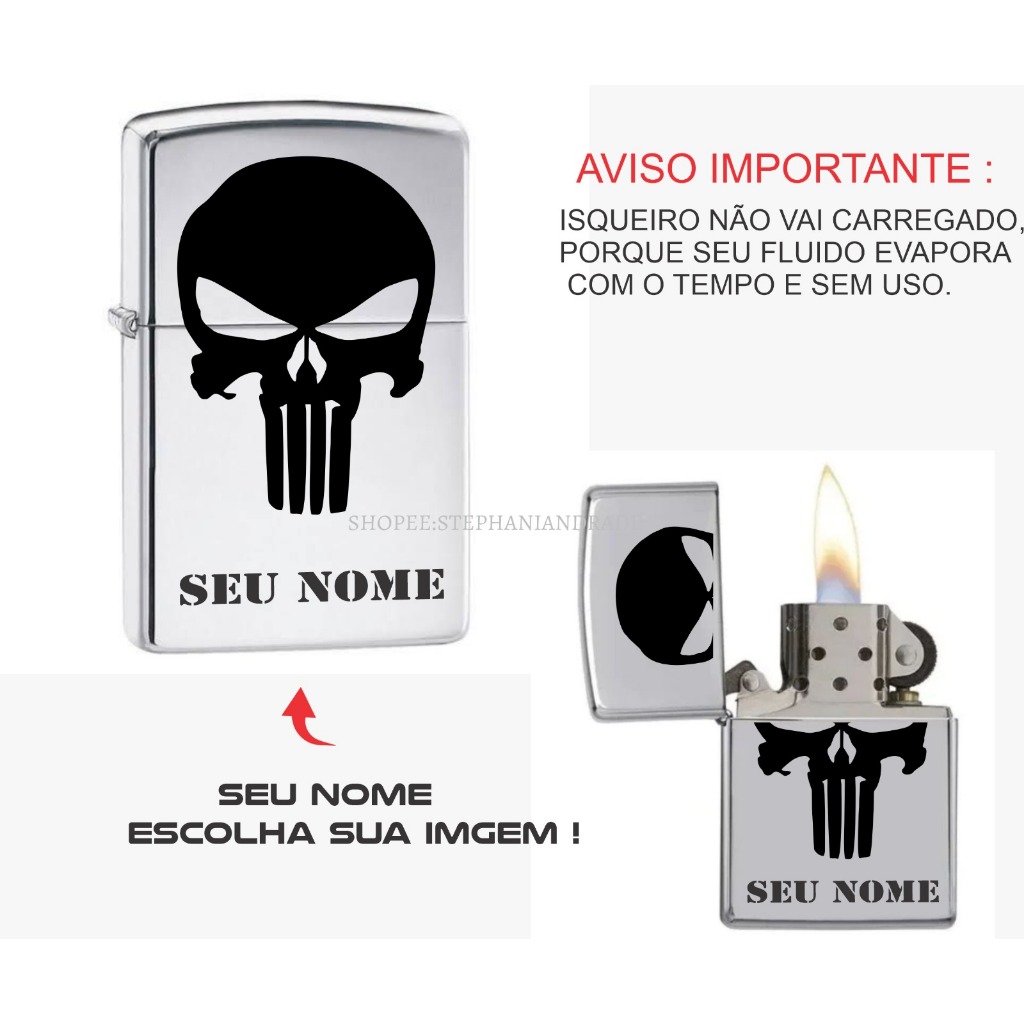 Isqueiro Zippo Personalizado Retro Clássico Cromado SEM FLUIDO ...