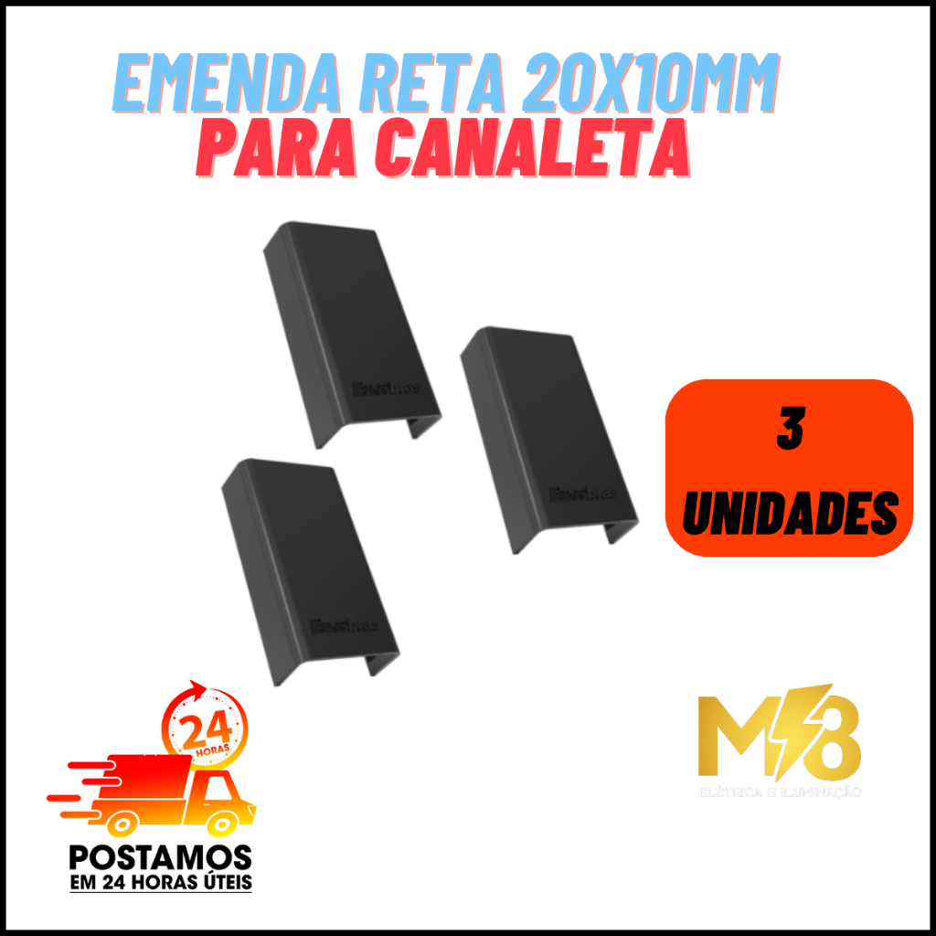 Luva canaleta PRETA Emenda canaleta de 20x10mm acabamento canaleta ...