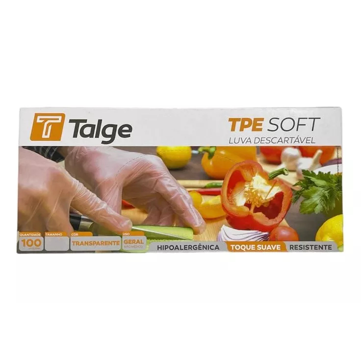 Luva Descartável Tpe Soft Talge Com 100un Cor Transparente | Shopee Brasil