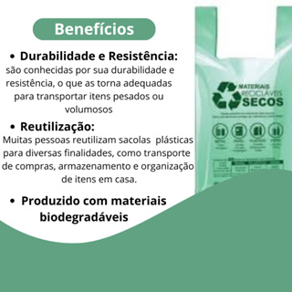 Sacola Plástica Biodegradável 100 Un Sacolas Plásticas de Mercado 48 x ...