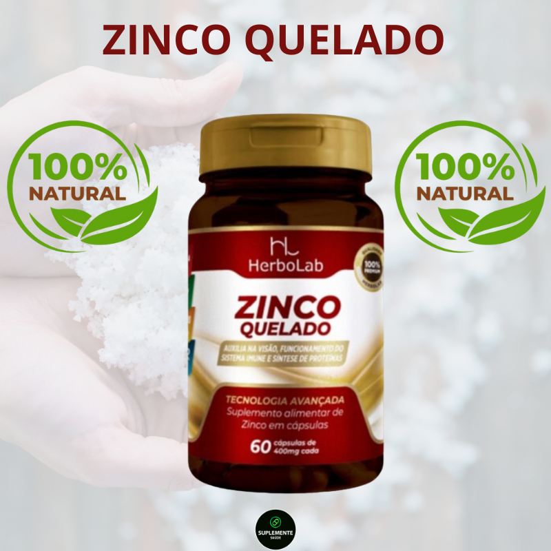Zinco Quelado | HerboLab - 60 cápsulas 400mg | Shopee Brasil