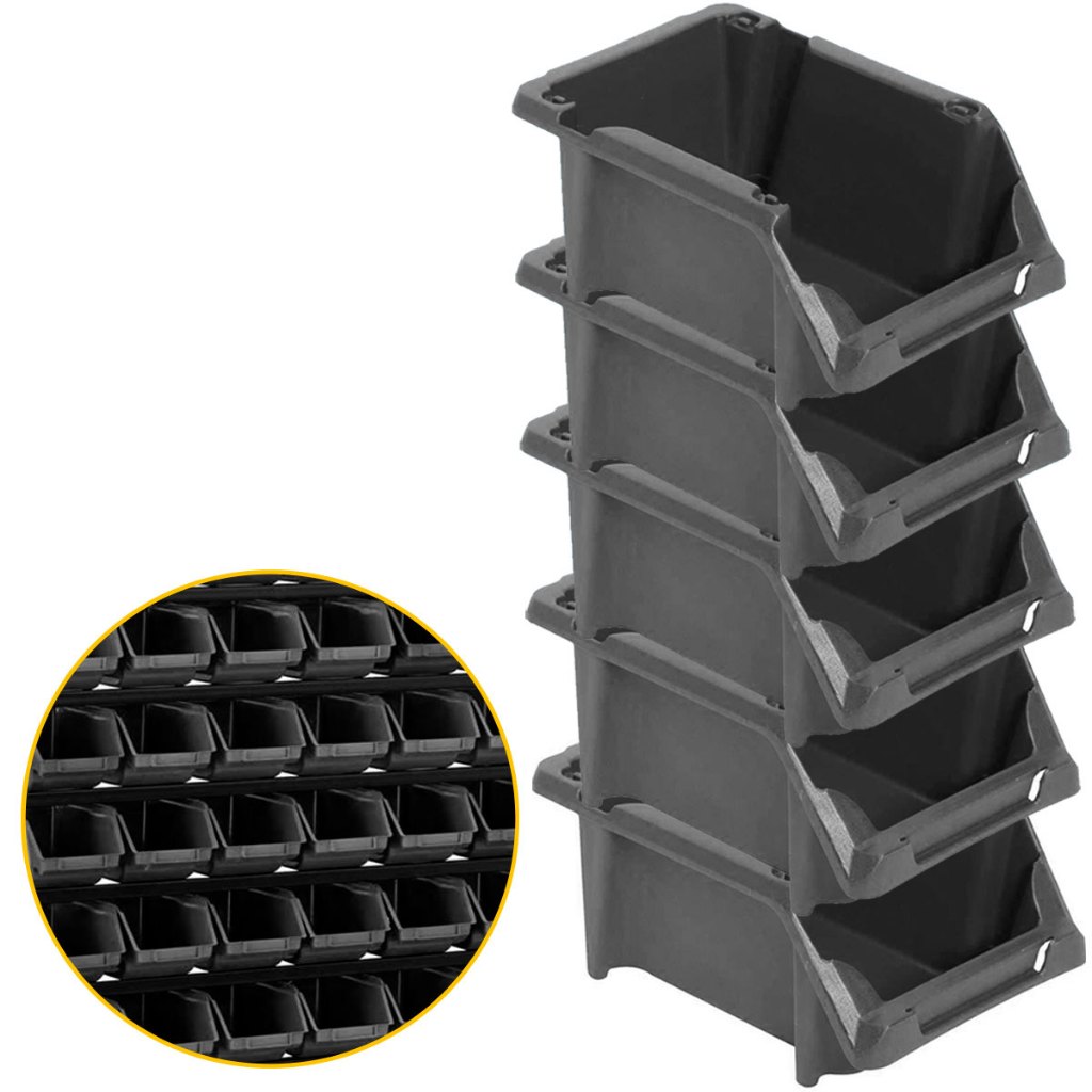 Kit 5 Caixas Bin N° 5 Gaveta Organizadora Plástica Parafusos Preta | Shopee Brasil
