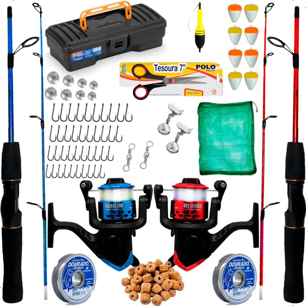 Kit De Pesca Completo Barato 2 Vara 2 Molinete 10kg C/ Iten | Shopee Brasil