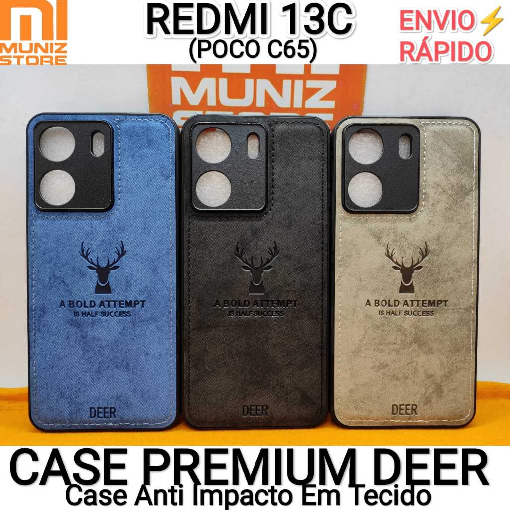 Redmi 13C/Poco C65 Xiaomi Capa Premium Deer Case Com Acabamento em Tecido Capinha Anti Impacto ...