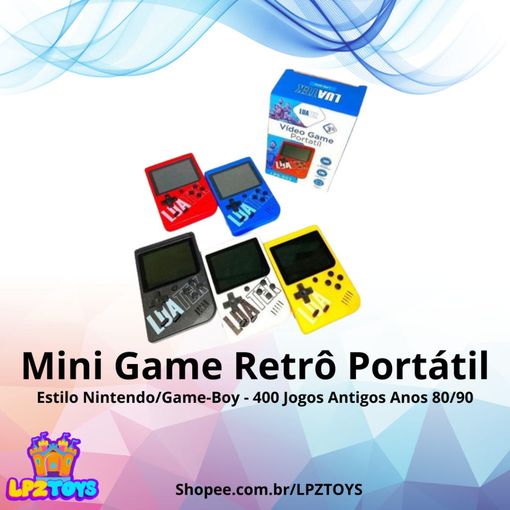 Mini Game Retrô Portatil estilo Nintendo/Game-Boy 400 Jogos Antigos ...