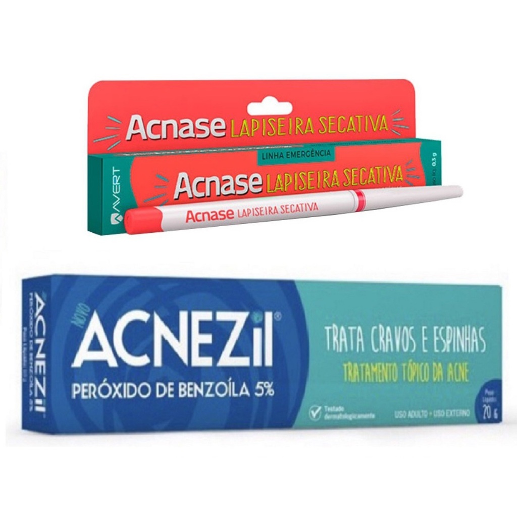 Pack limpeza de pele Acnezil 20g e acnase secativo acne espinhas cravos ...