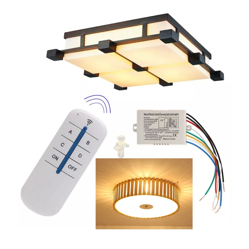 Interruptor de parede 4 vias inteligente wireless com controle remoto ...