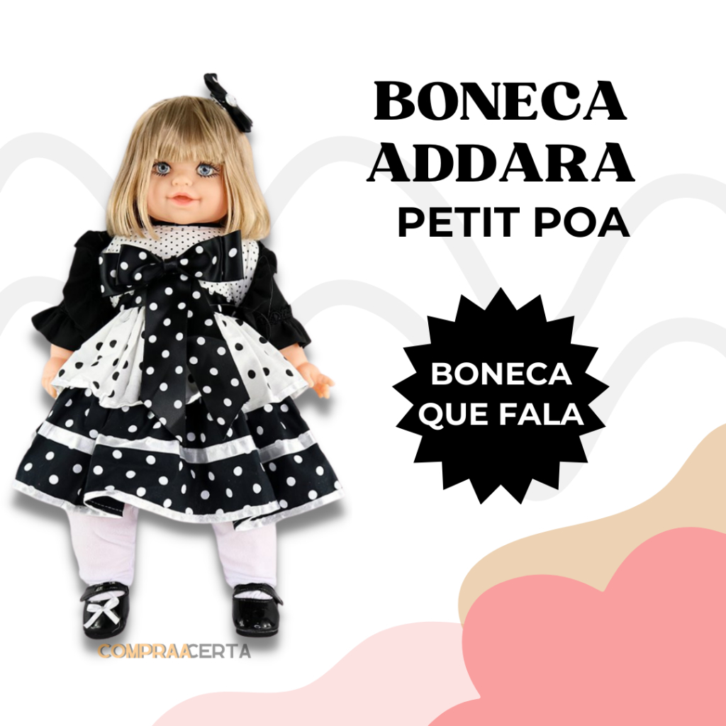 Boneca Infantil Addara Petit Poa Que Fala Interativa com Vestidinho e ...