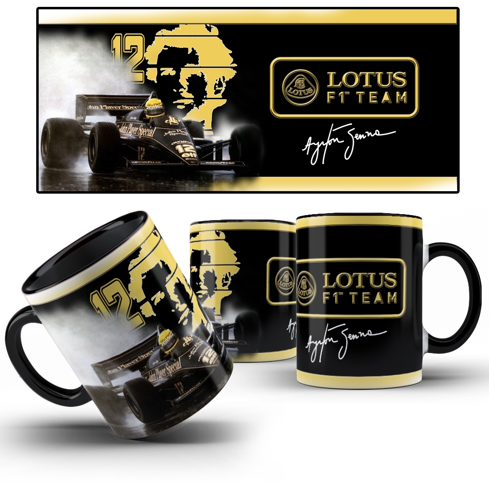 Caneca Ayrton Senna F1 Lotus 98T - Cerâmica 325ml | Shopee Brasil