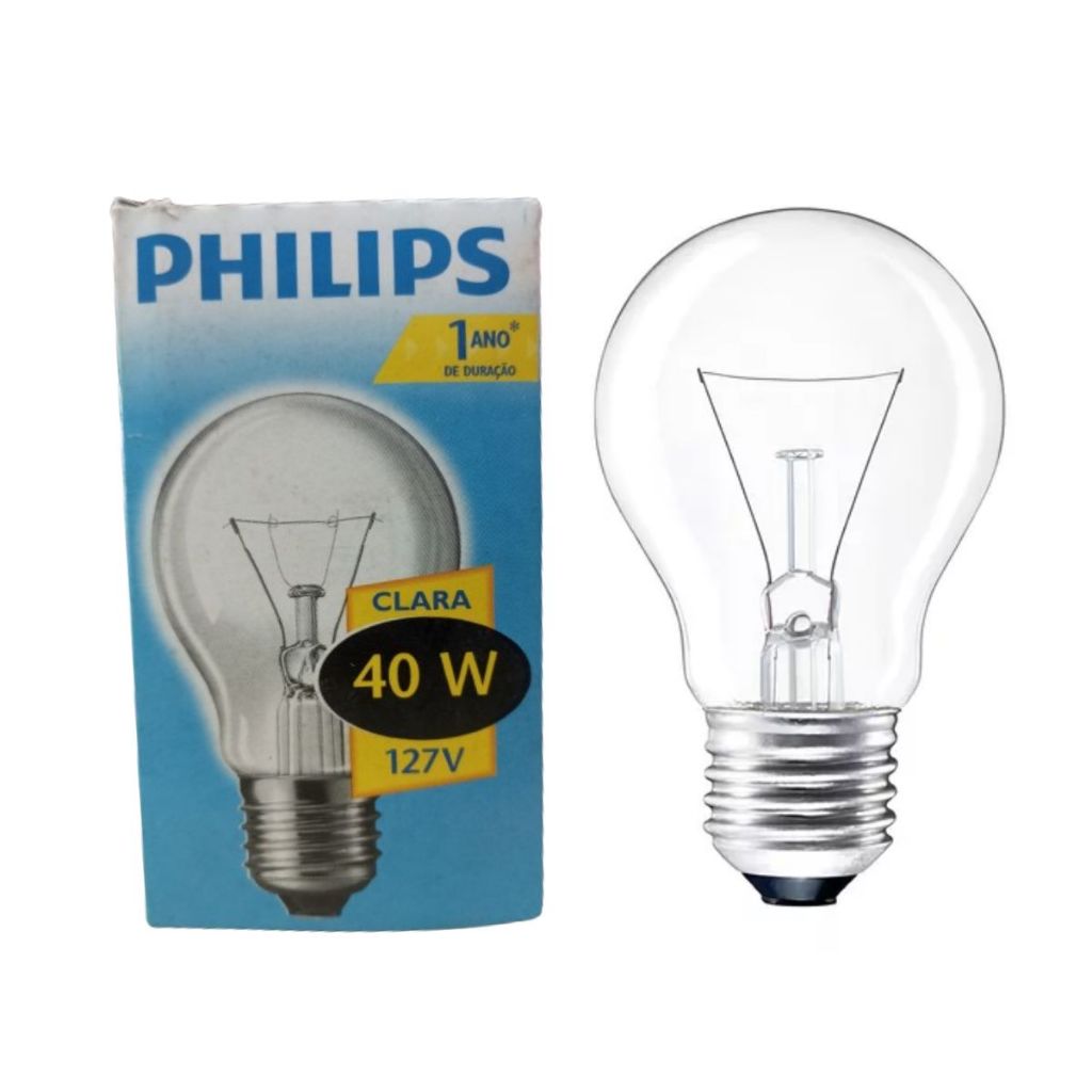 Lâmpada Incandescente Cristal Clara 40w 127v Philips | Shopee Brasil