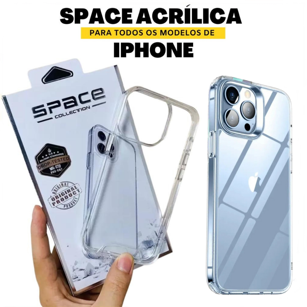 Capa Capinha Clear Case Space Para iPhone XR/11/12/12PROMAX/13/13PROMAX - Faz a Boa!