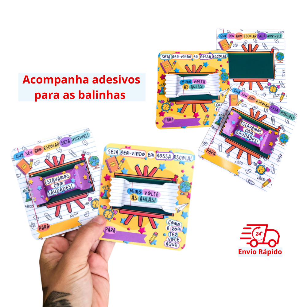 30 uni Cards para balinhas Lembrancinha Volta as Aulas Alunos Mimo ...